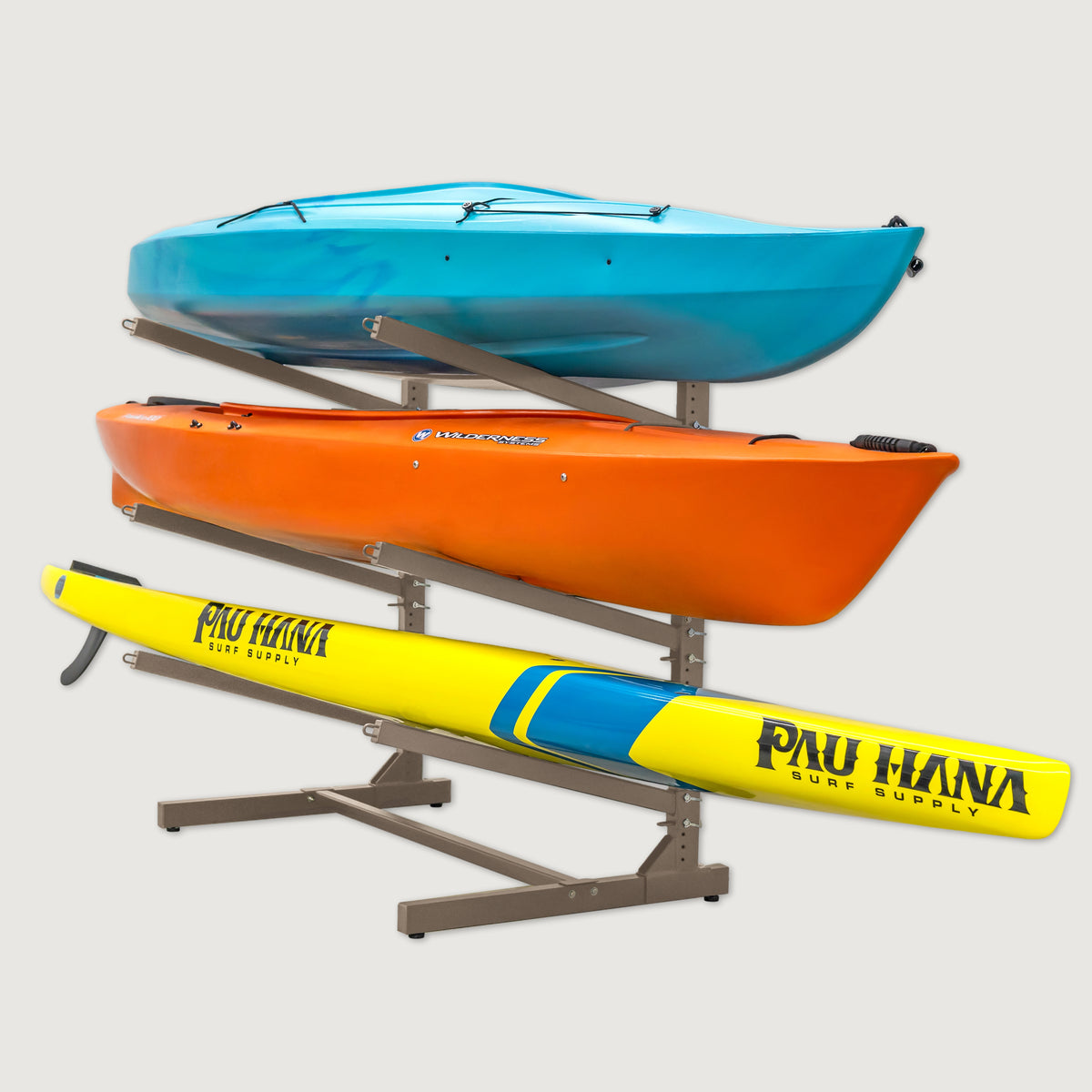 Kayak Rack Outdoor Storage | Holds 3 Kayaks or Paddle Boards | Teal ...