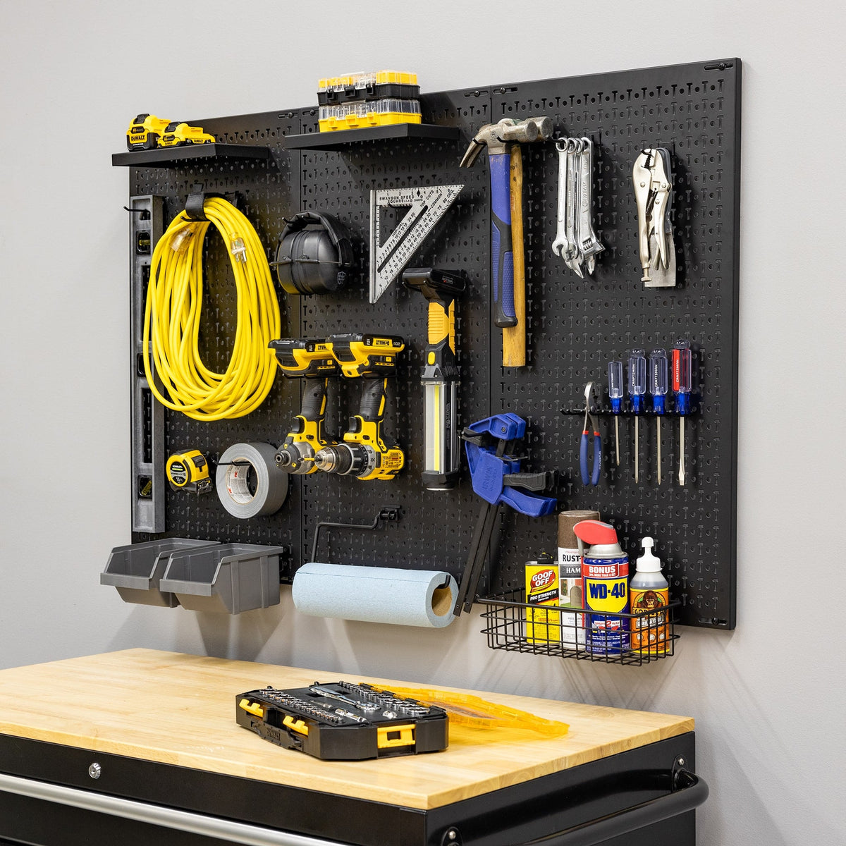 51" x 32" Metal Pegboard System With Locking Attachments, Garage Tool ...