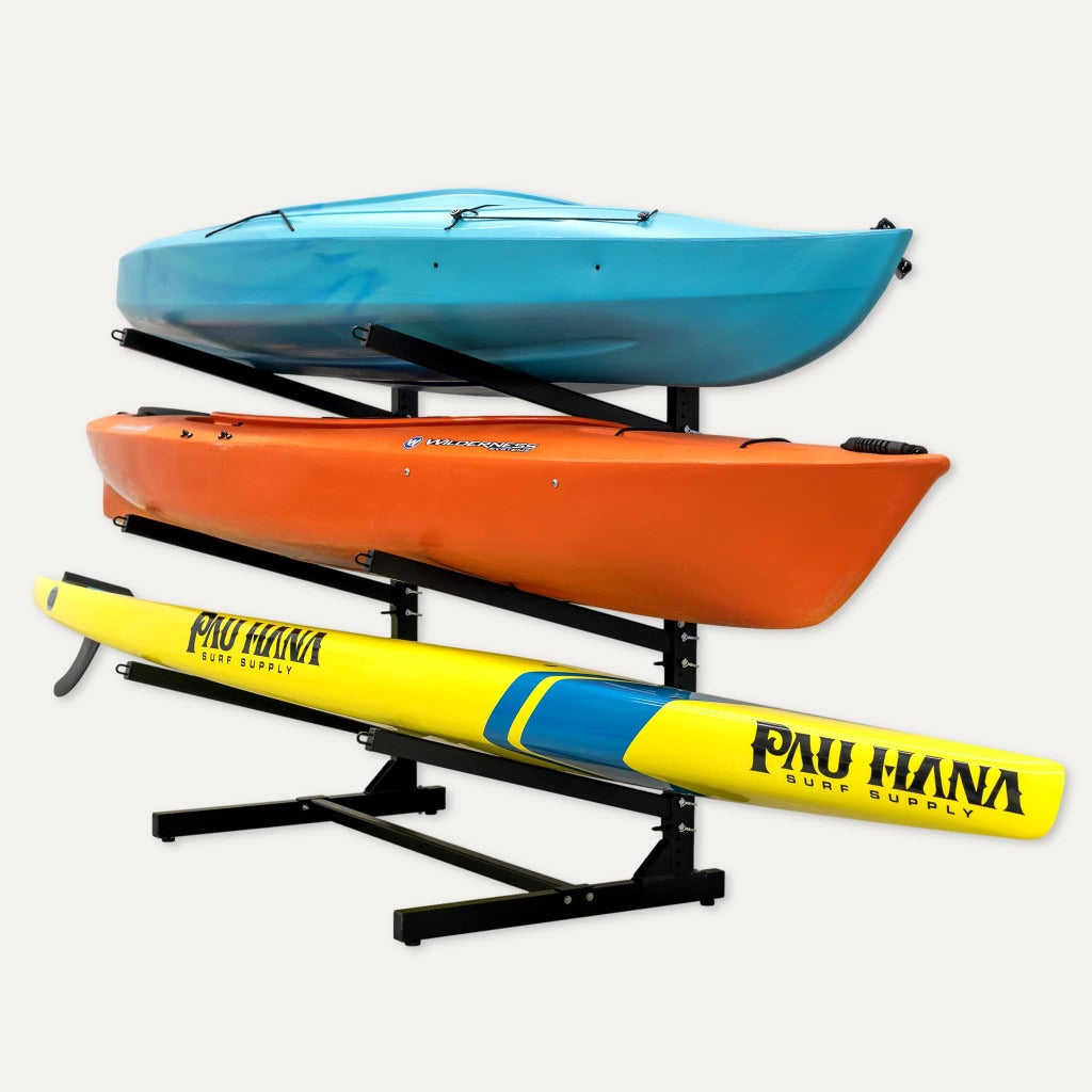 Kayak Rack Outdoor Storage | Holds 3 Kayaks or Paddle Boards | Teal ...